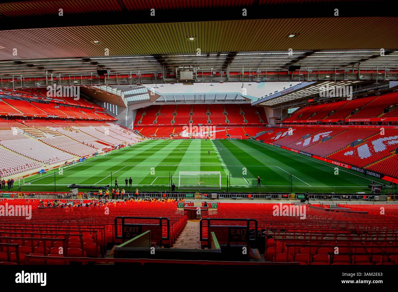 Liverpool, UK. 13th Apr, 2025. General view inside Anfield stadium from ...