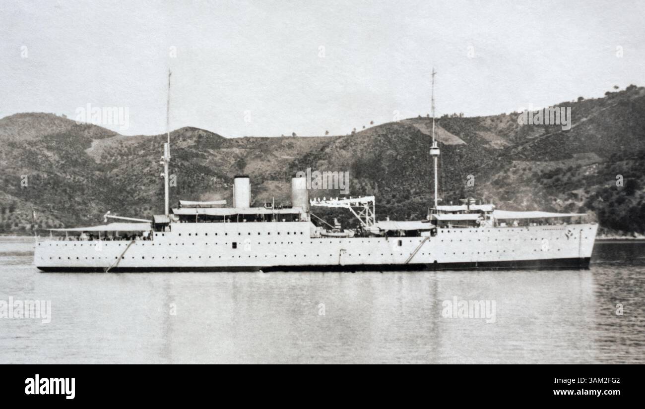 The Royal Navy repair ship HMS Resource off Crete, c.1930-1932 Stock ...