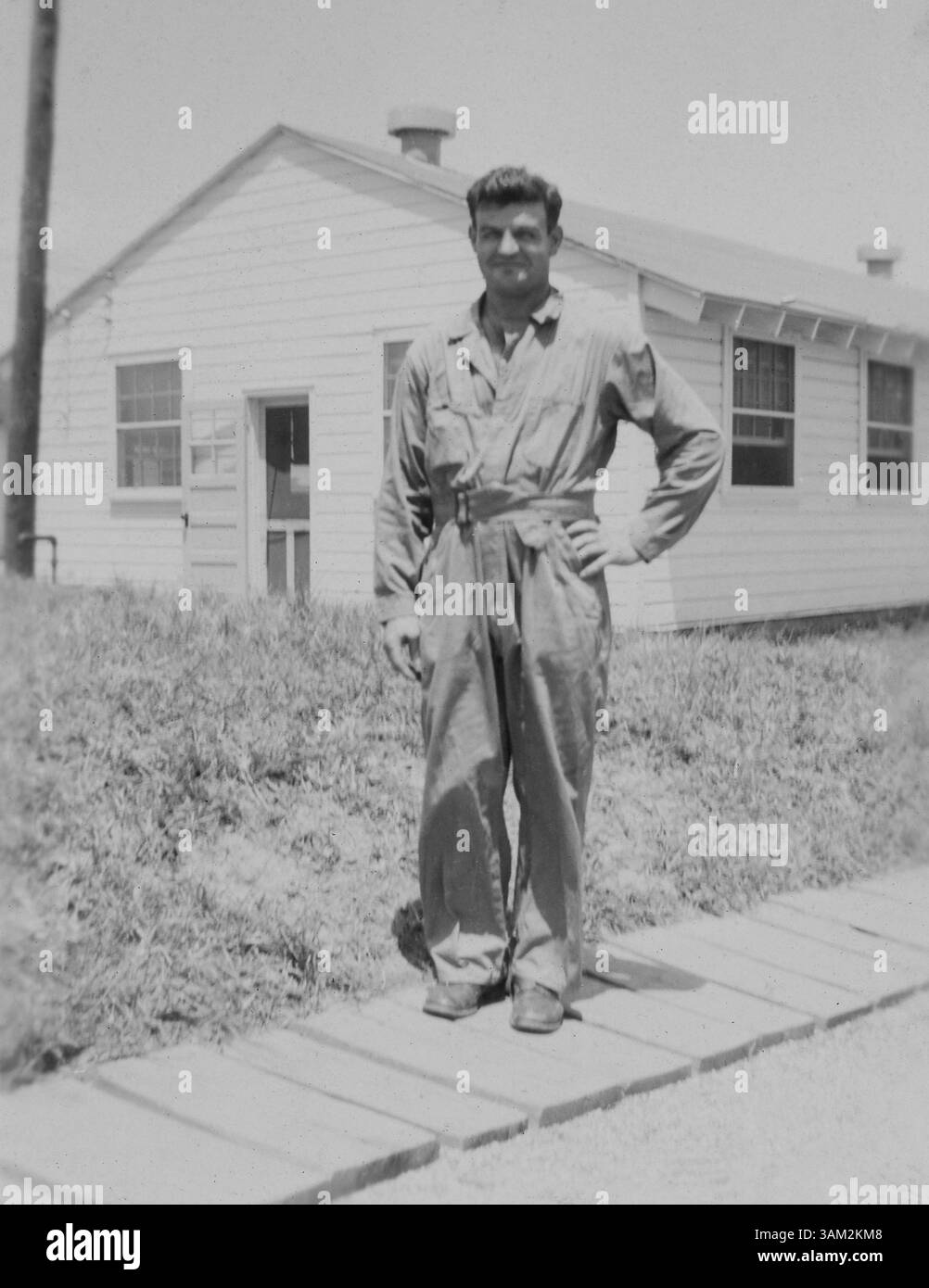 Jan. 1, 1940 - Soldier Portrait Near Military Building, WWII, HQ 2nd ...