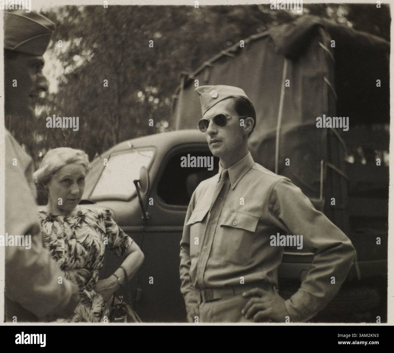 Jan. 1, 1940 - Soldier in Uniform and Aviator Sunglasses with Another ...
