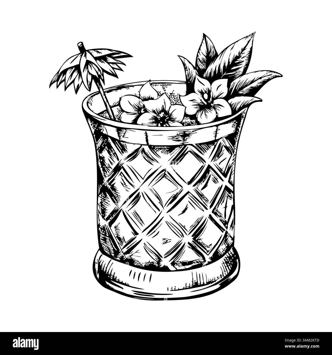 Glass juice flower lemon Stock Vector Images - Alamy