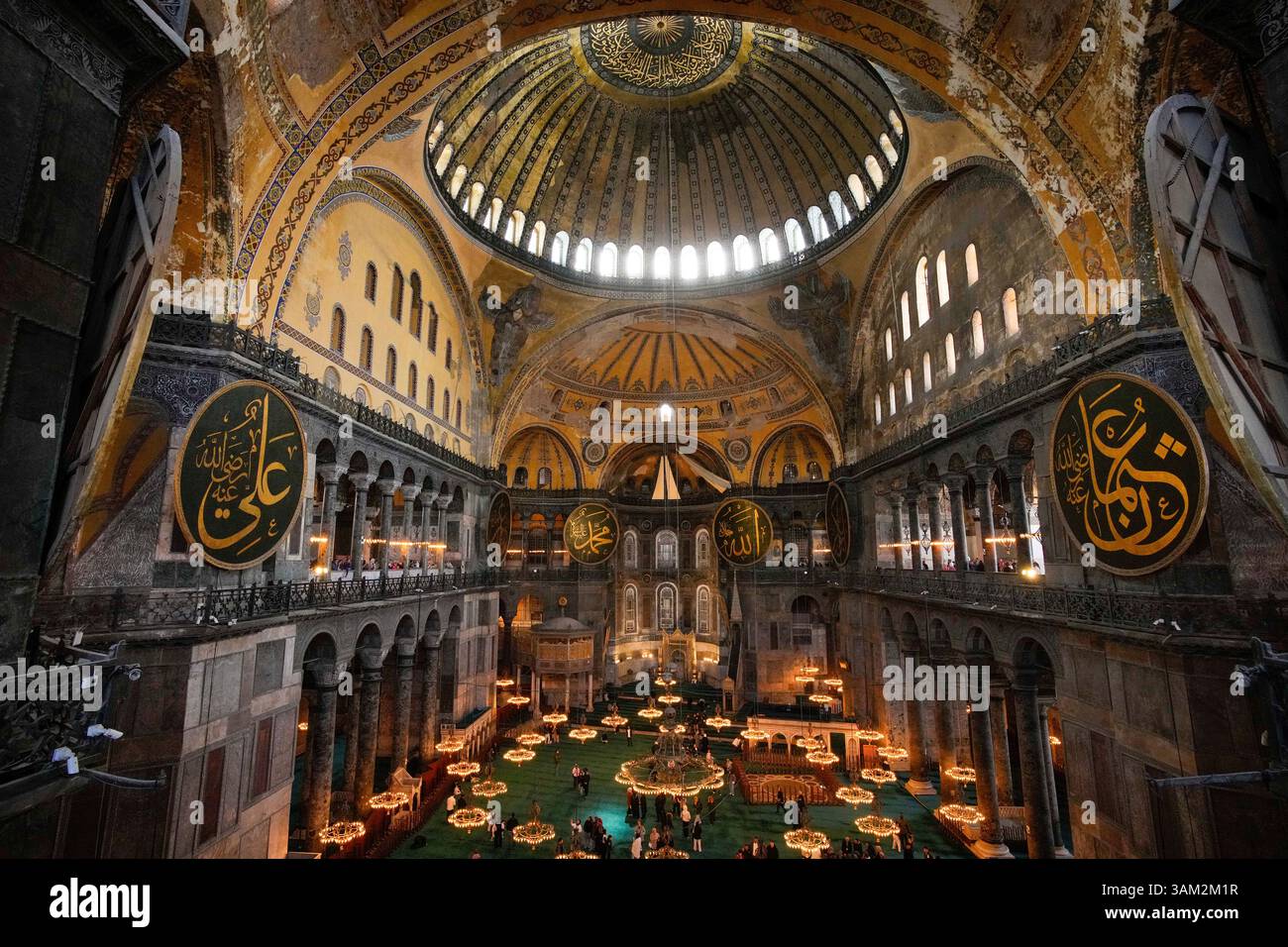 People visit Byzantine-era Hagia Sophia mosque in Istanbul, Turkey ...