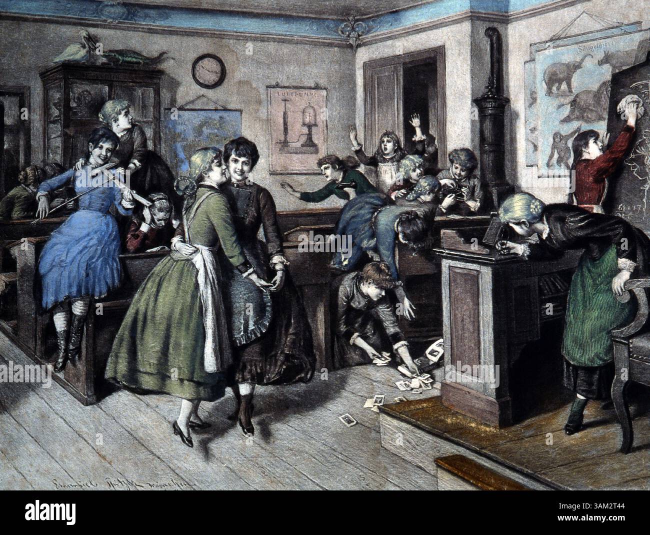 June 1, 1900 - Students Misbehaving in the Classroom, The Teacher is ...