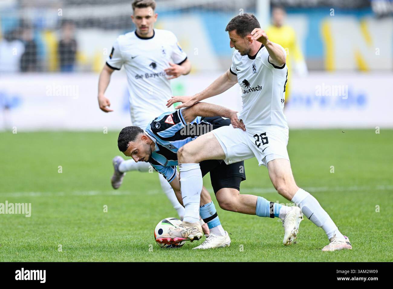 13 April 2025, Baden-Württemberg, Mannheim: Soccer: 3rd division, SV ...