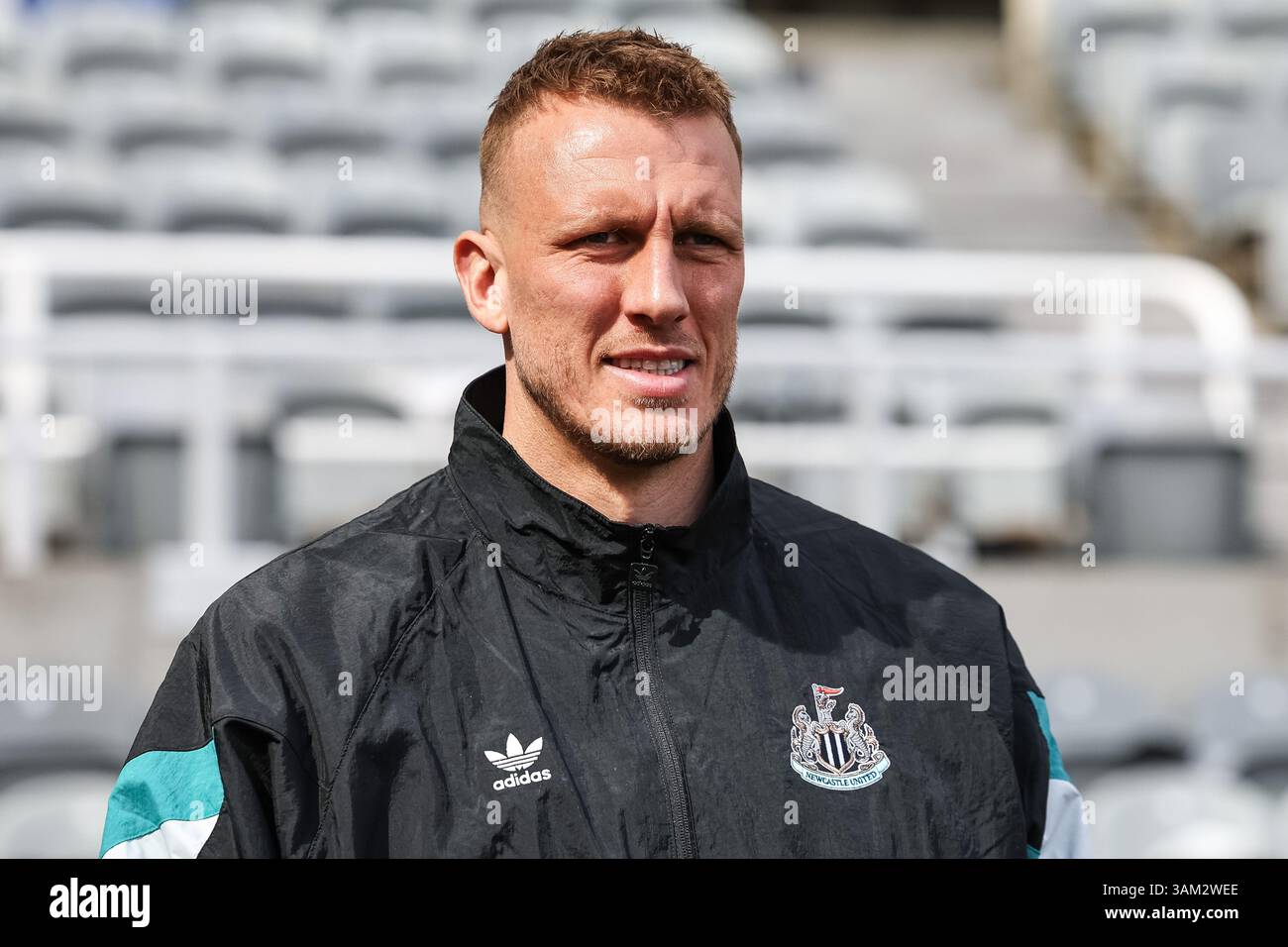 Dan Burn of Newcastle United arrives during the Premier League match ...