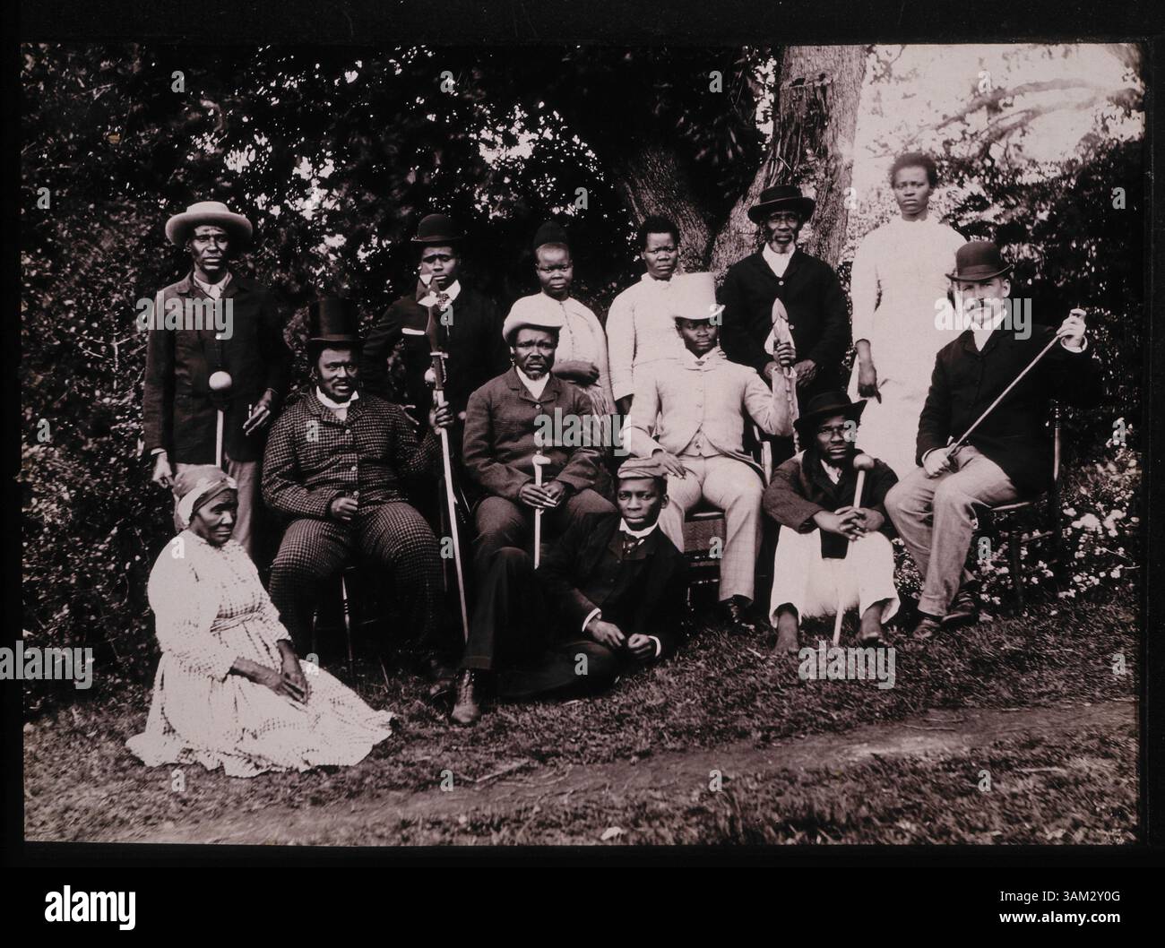 June 1, 1900 - Group of Zulu Men and Women in Western Clothes With a ...