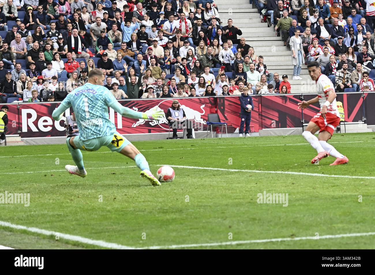 SALZBURG, AUSTRIA - APRIL 13: Kjell Scherpen of Sturm Graz and Adam ...