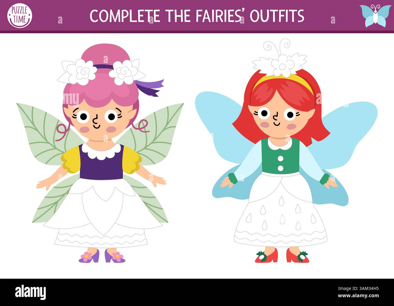 Fairyland drawing, writing, tracing and coloring activity for kids with ...