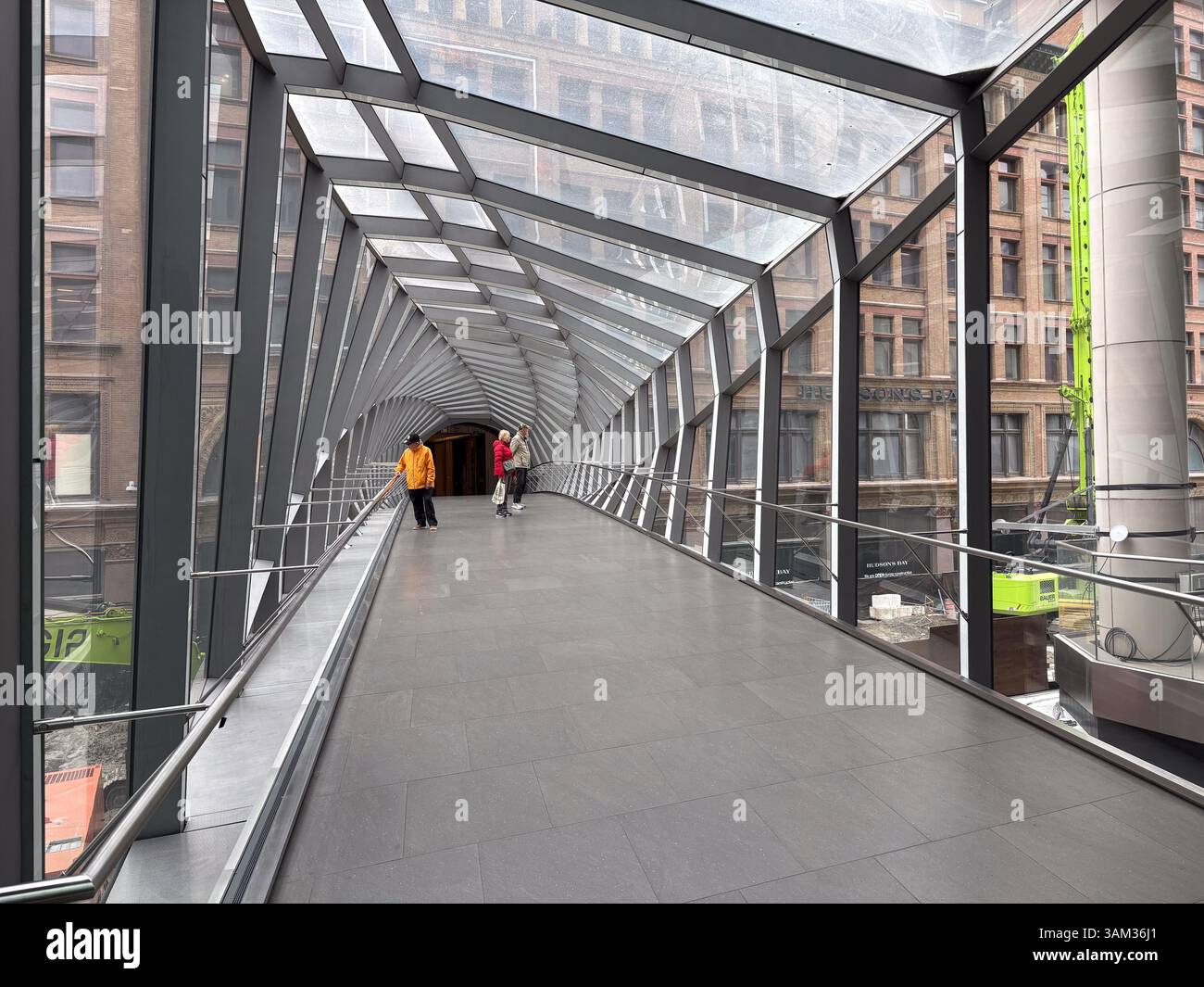 The Hudson Bay skywalk in Toronto, Canada is a glass-enclosed ...