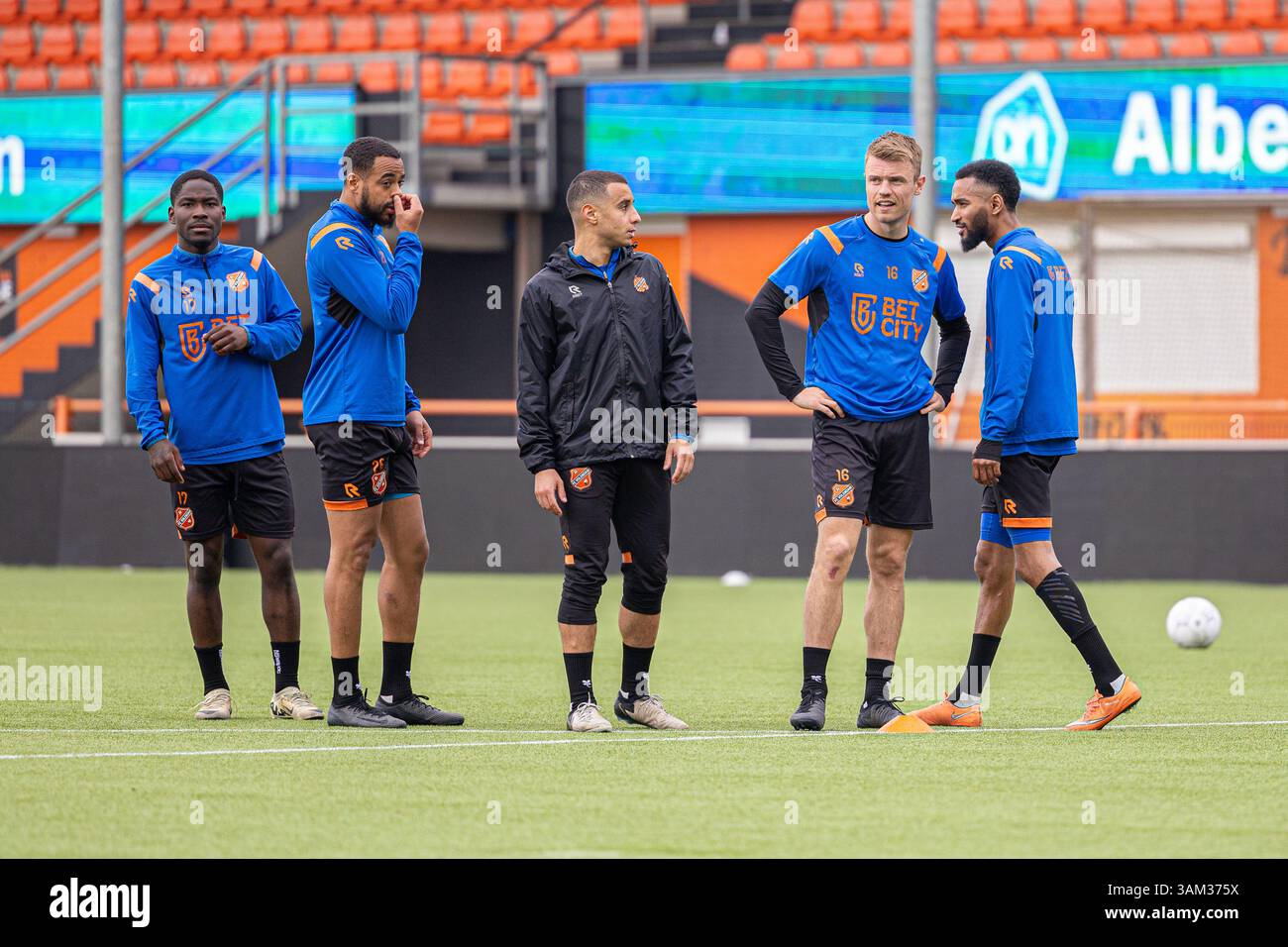 VOLENDAM - 13-04-2025 Kras Stadion, Volendam. Yannick Leliendal, Brandley Kuwas, Bilal Ould ...