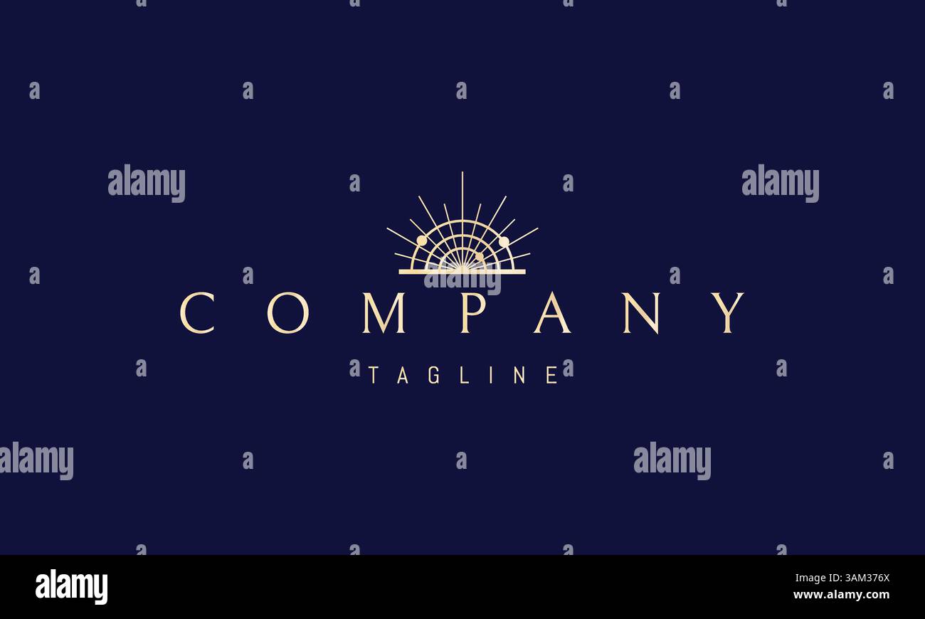 Vector golden logo with an abstract image of a radar in the form of a ...