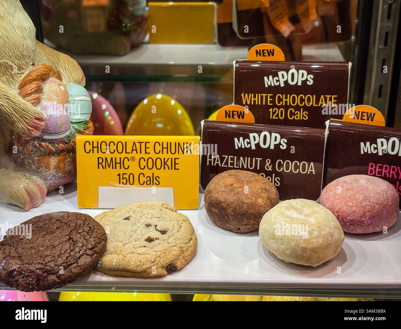 A display of desserts at Mcdonald's, featuring cookies and McPops in ...