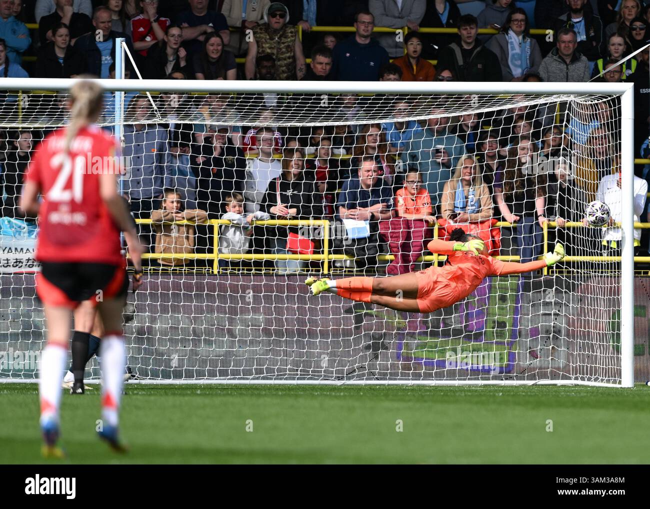 Manchester, UK. 13th Apr, 2025. Celin Bizet of Manchester United Women ...