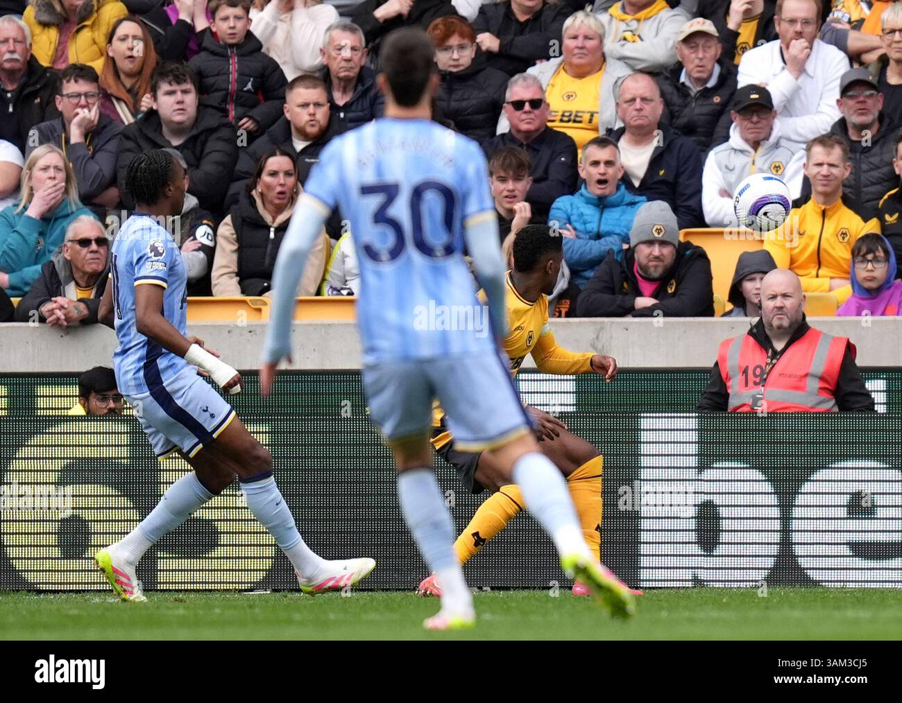 Tottenham Hotspur's Mathys Tel scores their side's first goal of the ...