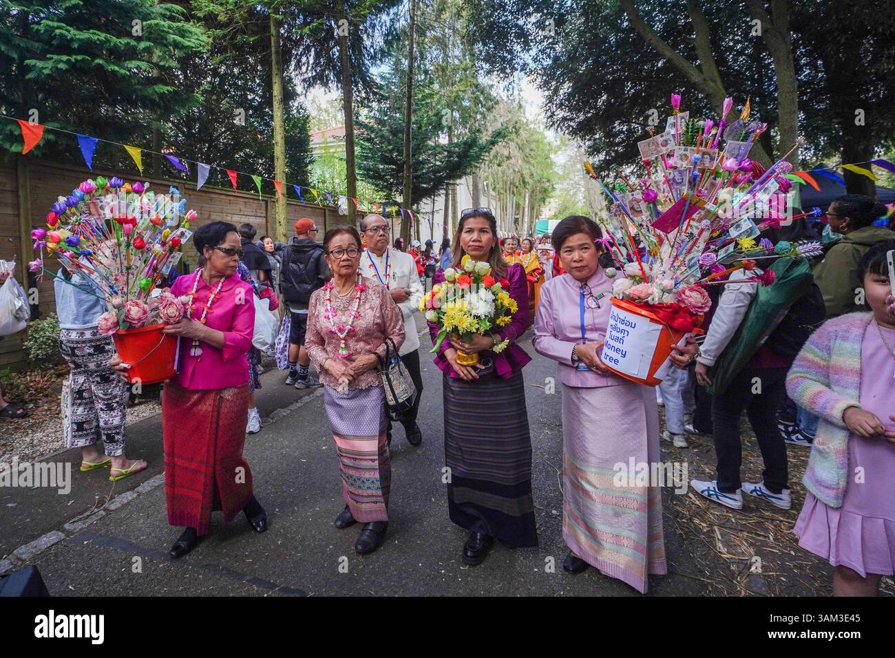 London UK 13 April 2025. A procession by worshippers carrying a money ...