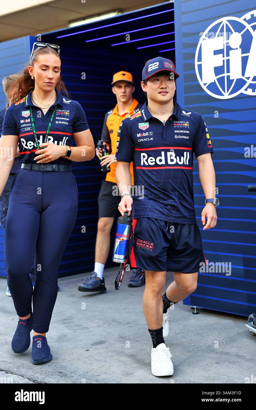 Sakhir, Bahrain. 13th Apr, 2025. (L to R): Alice Hedworth (GBR) Red ...