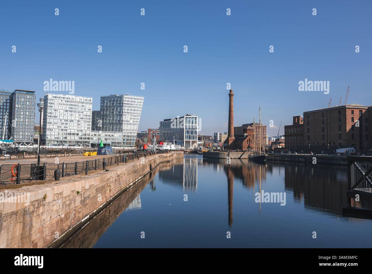 Albert Dock in Liverpool with Historic Warehouses and Modern Buildings ...