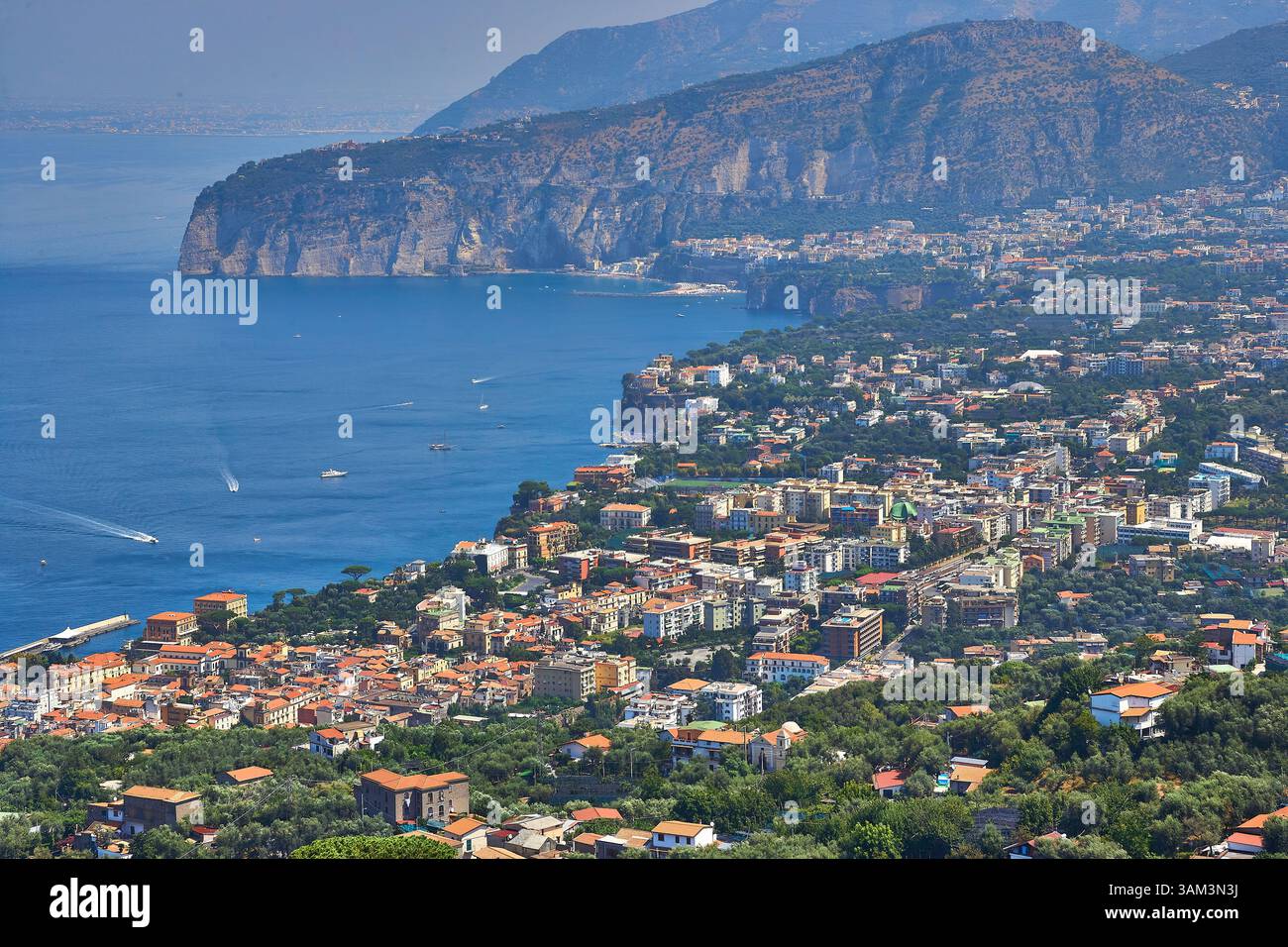 Aerial View the Picturesque Coastal Town of Sorrento, Italy with Rugged ...