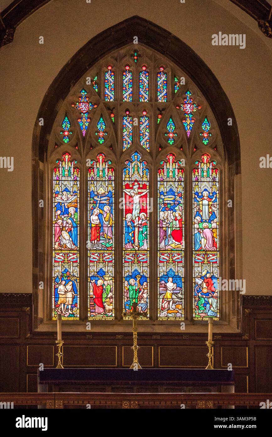 Stained glass windows at St Marys anglican church, High St Tenby SA70 ...