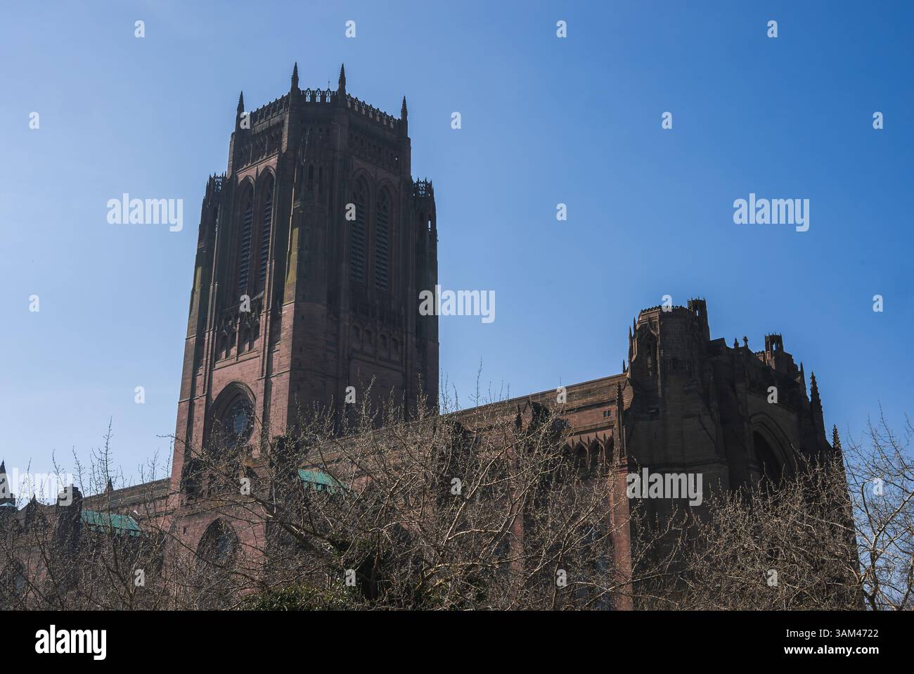 Liverpool Cathedral with Gothic Revival Architecture and Central Tower ...