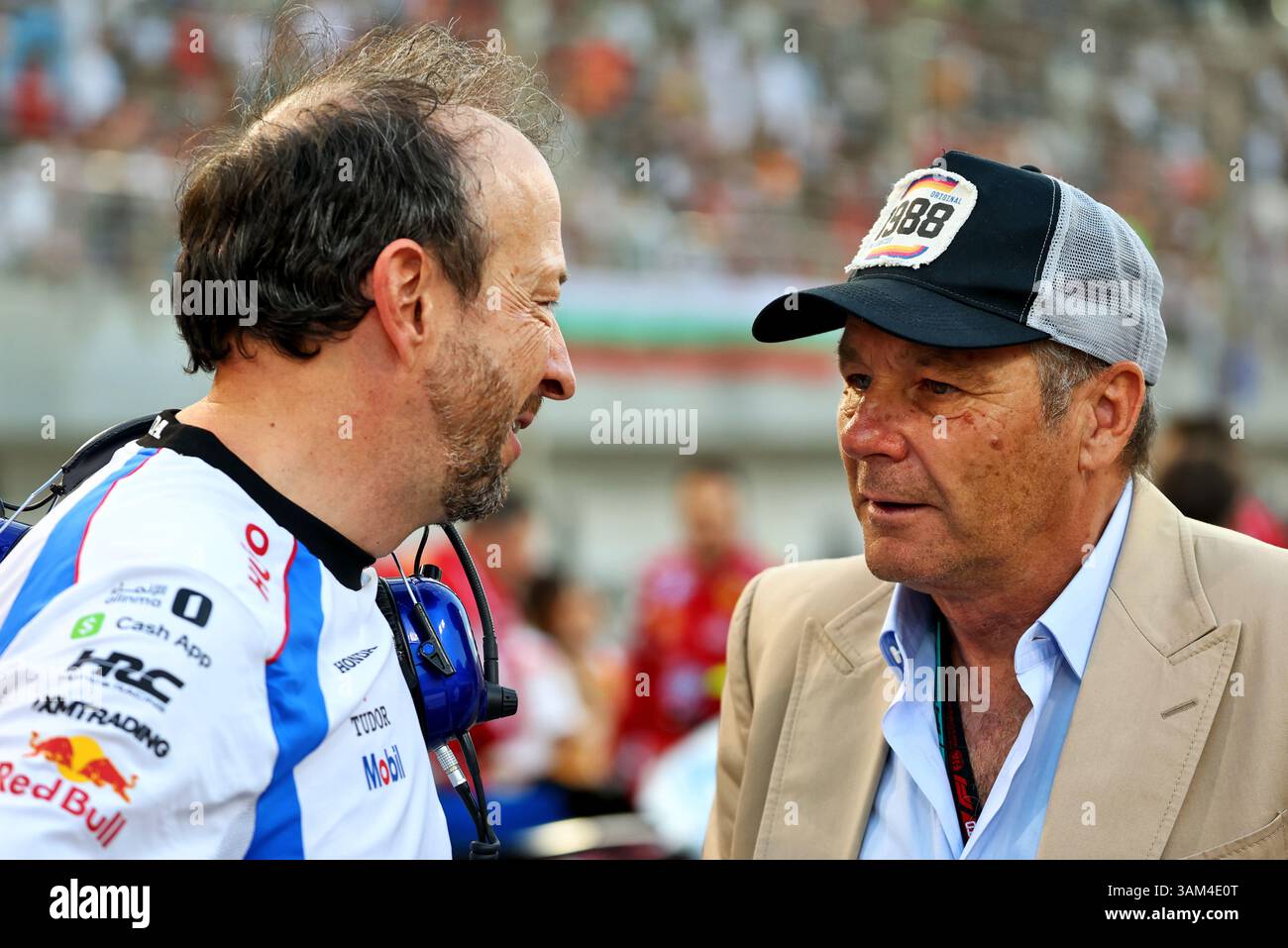 Sakhir, Bahrain. 13th Apr, 2025. (L to R): Peter Bayer (AUT) Racing ...