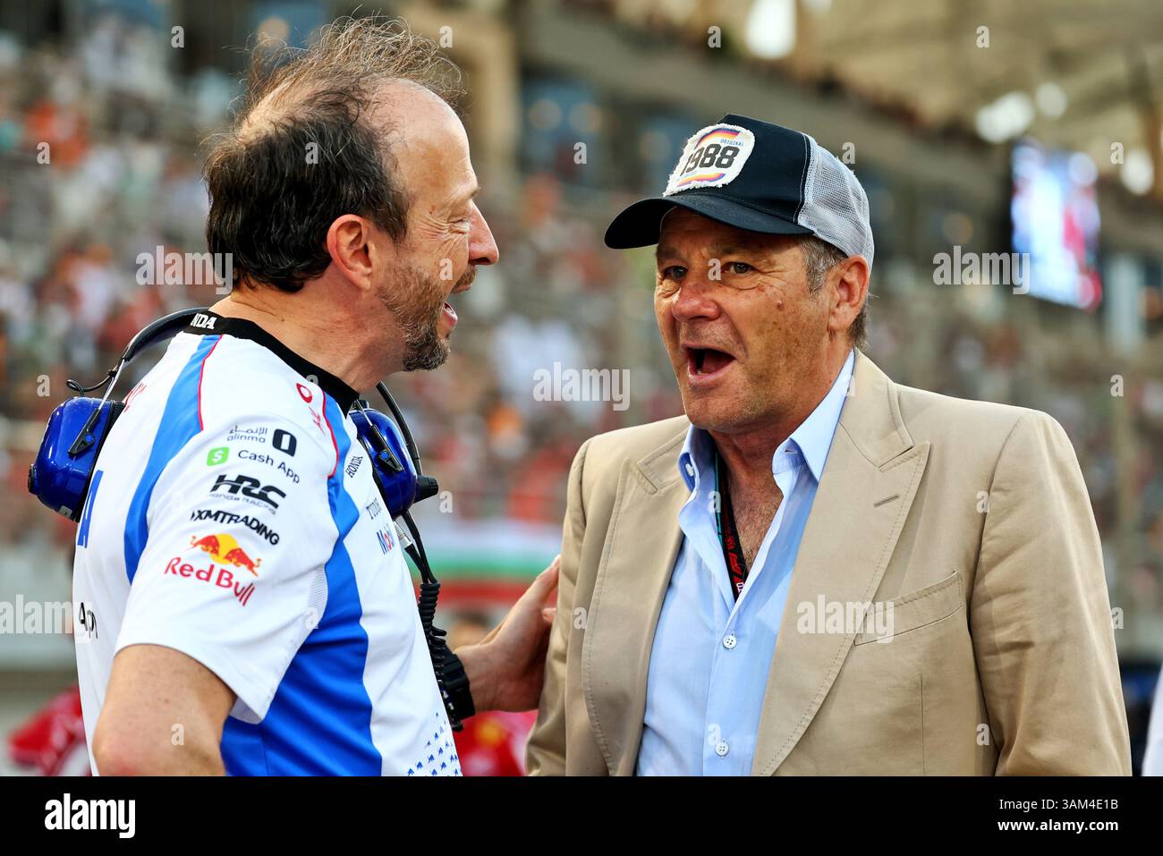Sakhir, Bahrain. 13th Apr, 2025. (L to R): Peter Bayer (AUT) Racing ...