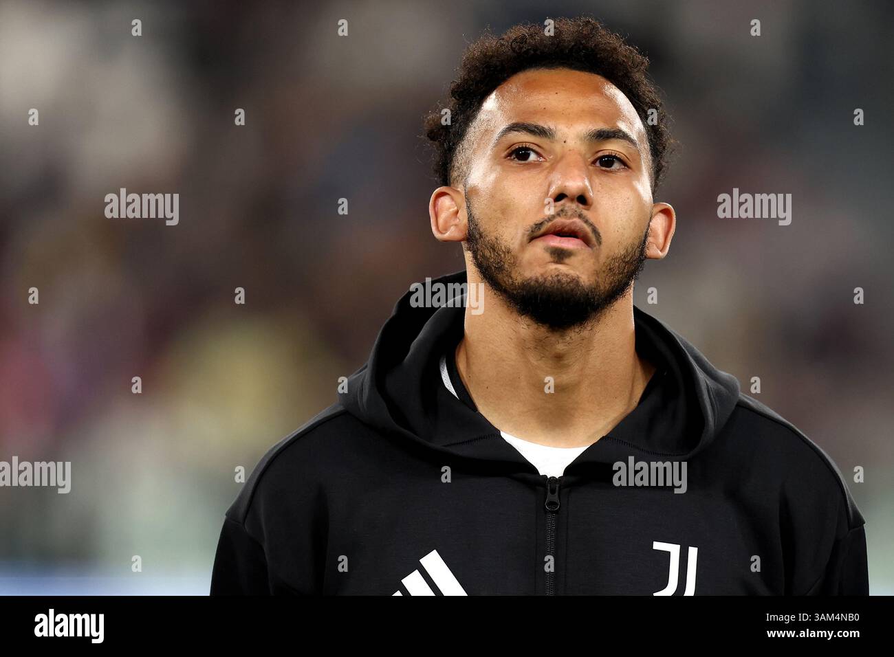Torino, Italy. 12th Apr, 2025. Lloyd Kelly of Juventus Fc looks on ...