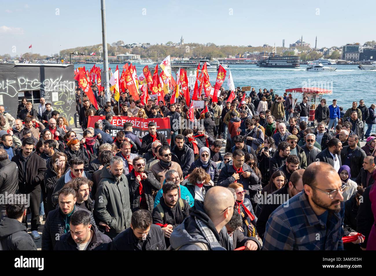 April 13, 2025: ISTANBUL, TURKEY - APRIL 13, 2025: Students rally in ...