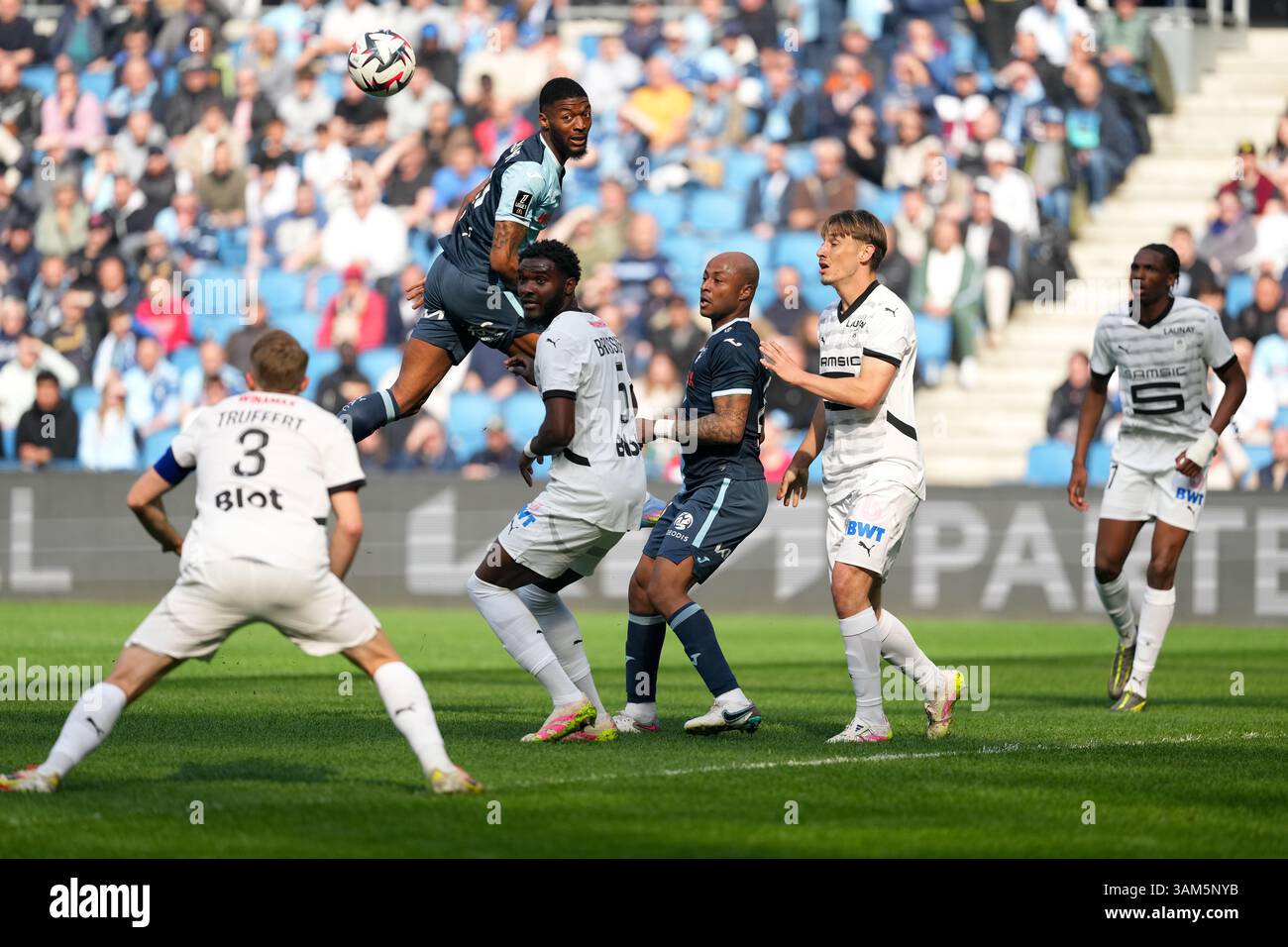 France. 13th Apr, 2025. 10 Josue CASIMIR (hac) - 28 Andre AYEW (hac ...