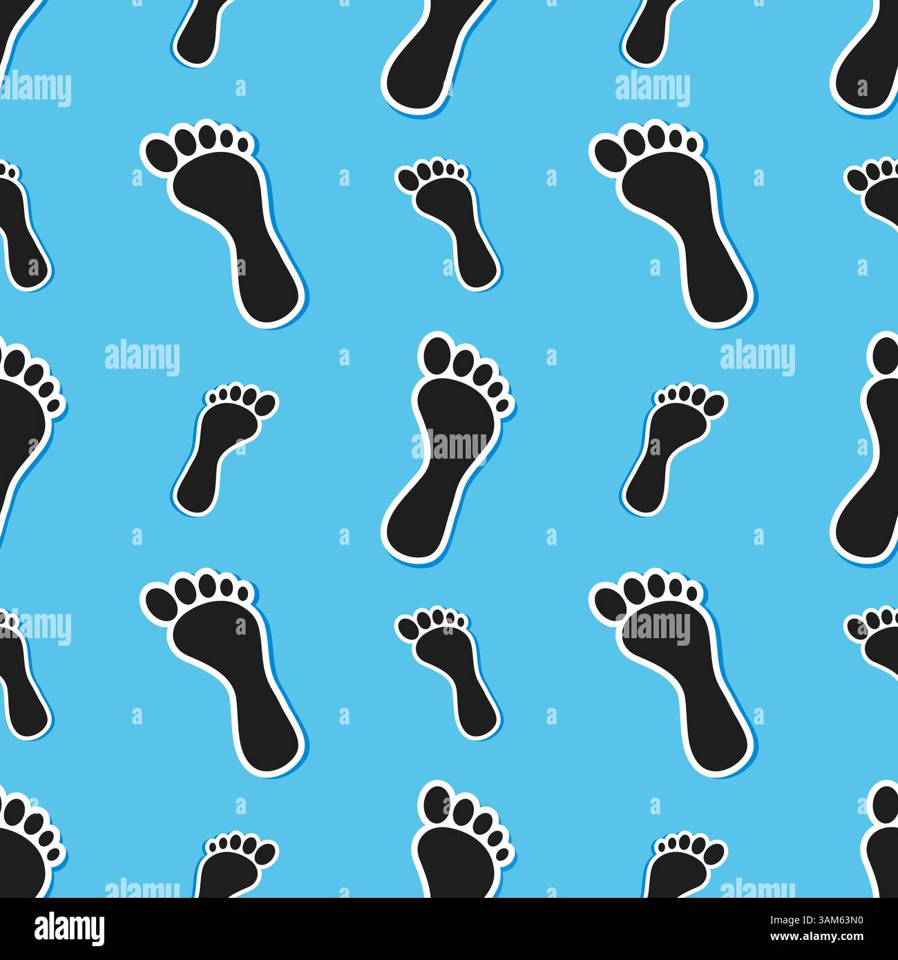 Seamless pattern with footprint, feet, footstep from the water on sand ...