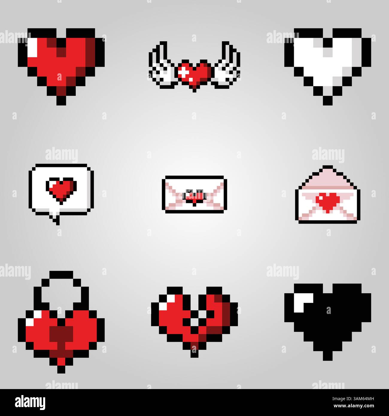 Set of pixel art heart icons Stock Vector Image & Art - Alamy
