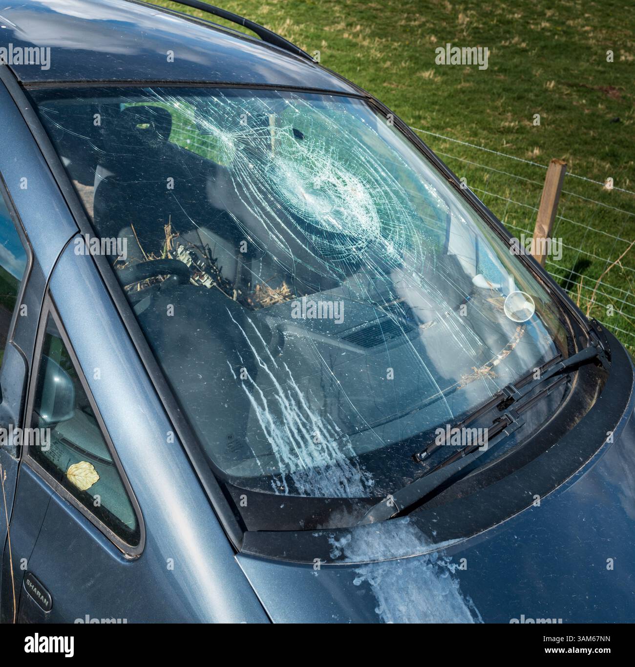 Crashed car in Scottish Borders Stock Photo - Alamy