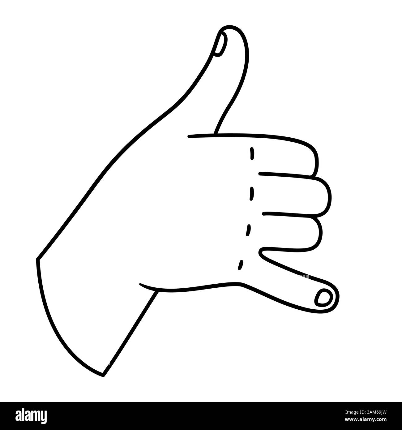 Call me hand sign drawing. Thumb and pinkie finger gesture imitating ...