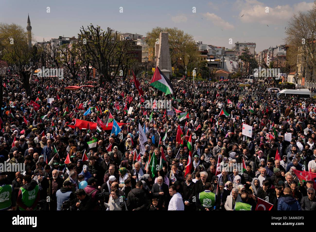 Protesters gather during a pro-Palestinian demonstration outside the ...