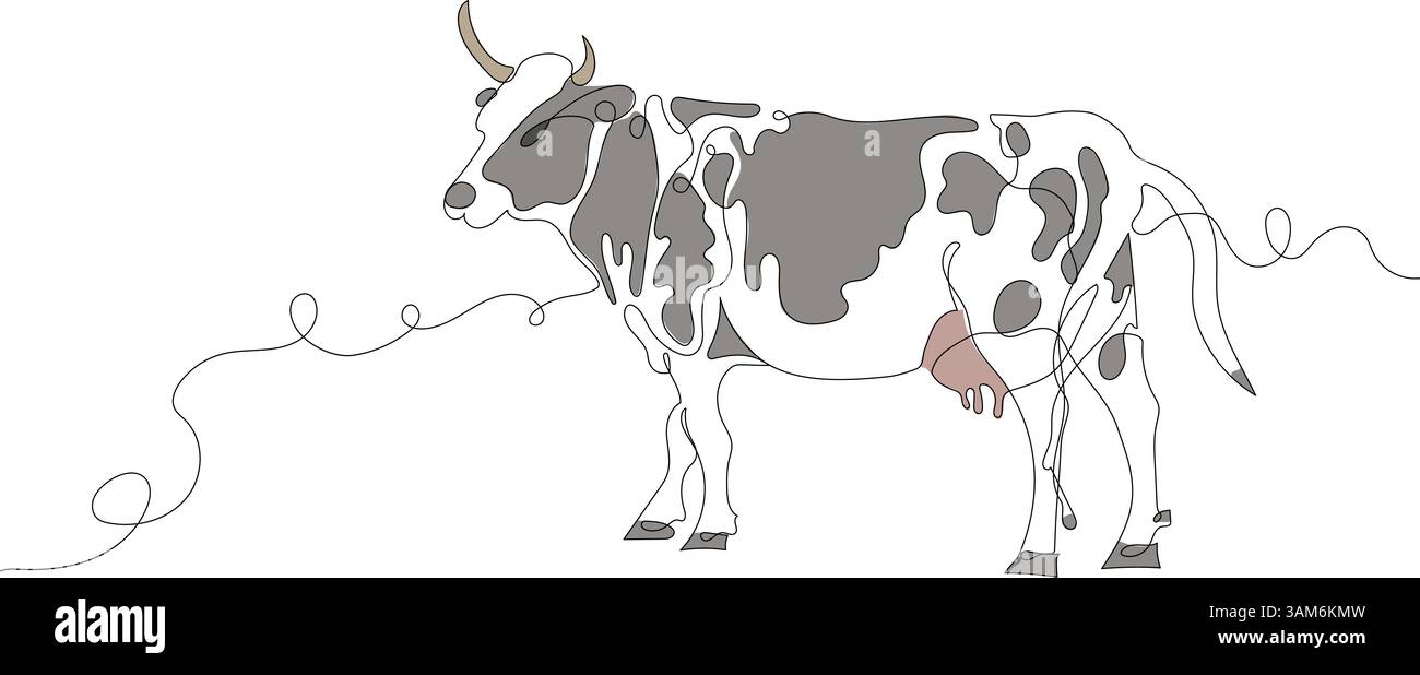 Cow Line Drawing with Abstract Design Stock Vector Image & Art - Alamy