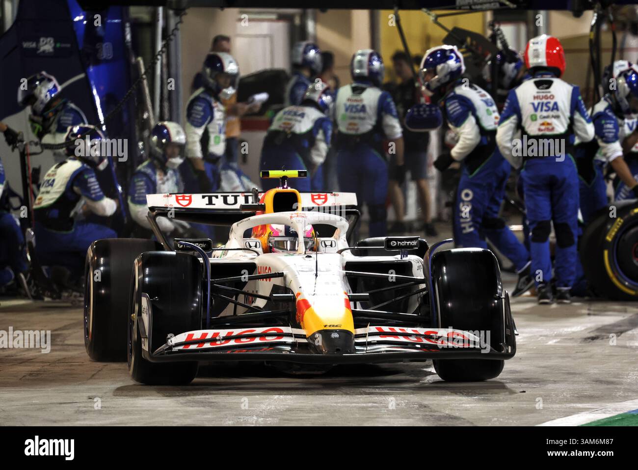 Sakhir, Bahrain. 13th Apr, 2025. Liam Lawson (NZL) Racing Bulls VCARB ...