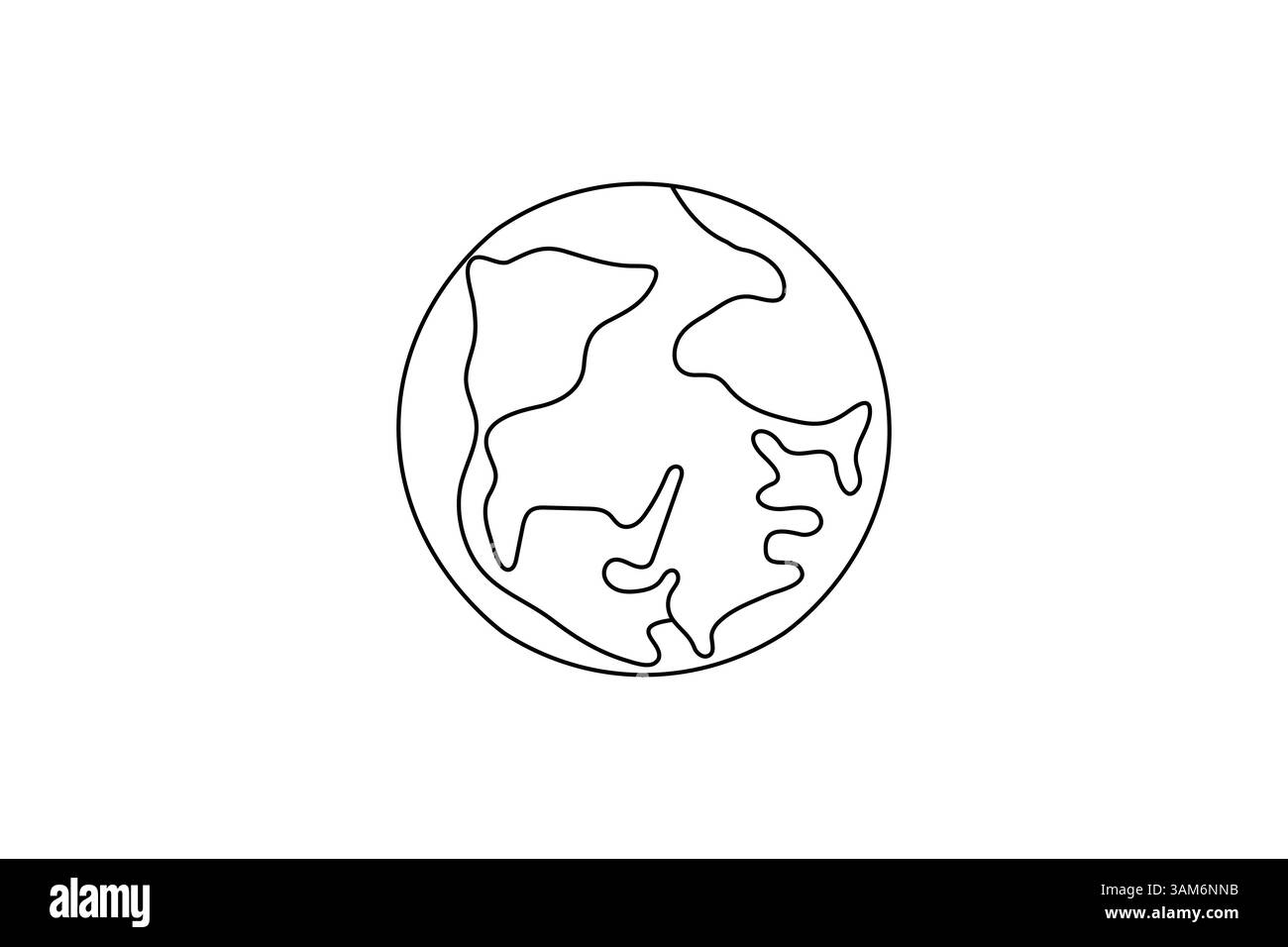 Earth globe one line drawing of world map minimalist vector ...