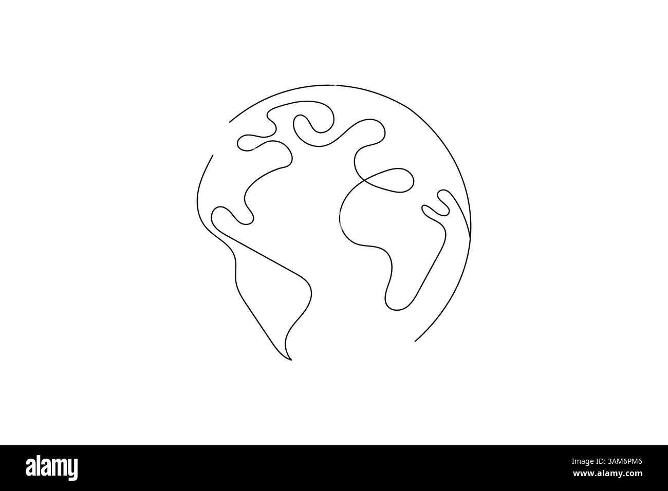Earth globe one line drawing of world map minimalist vector ...