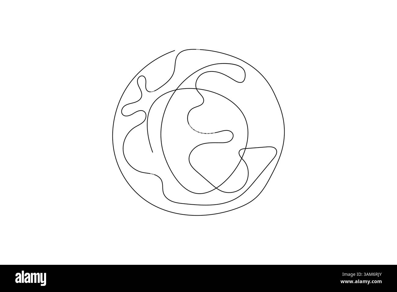Earth globe one line drawing of world map minimalist vector ...