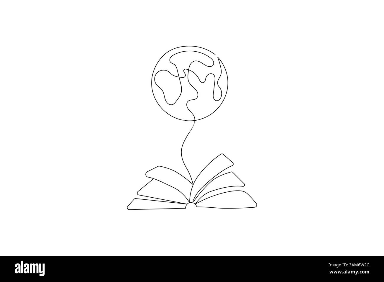 Earth globe one line drawing of world map minimalist vector ...