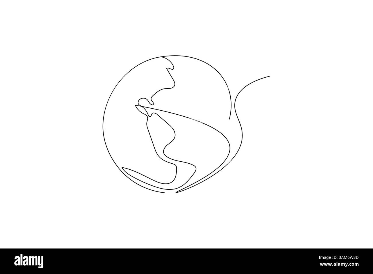 Earth globe one line drawing of world map minimalist vector ...