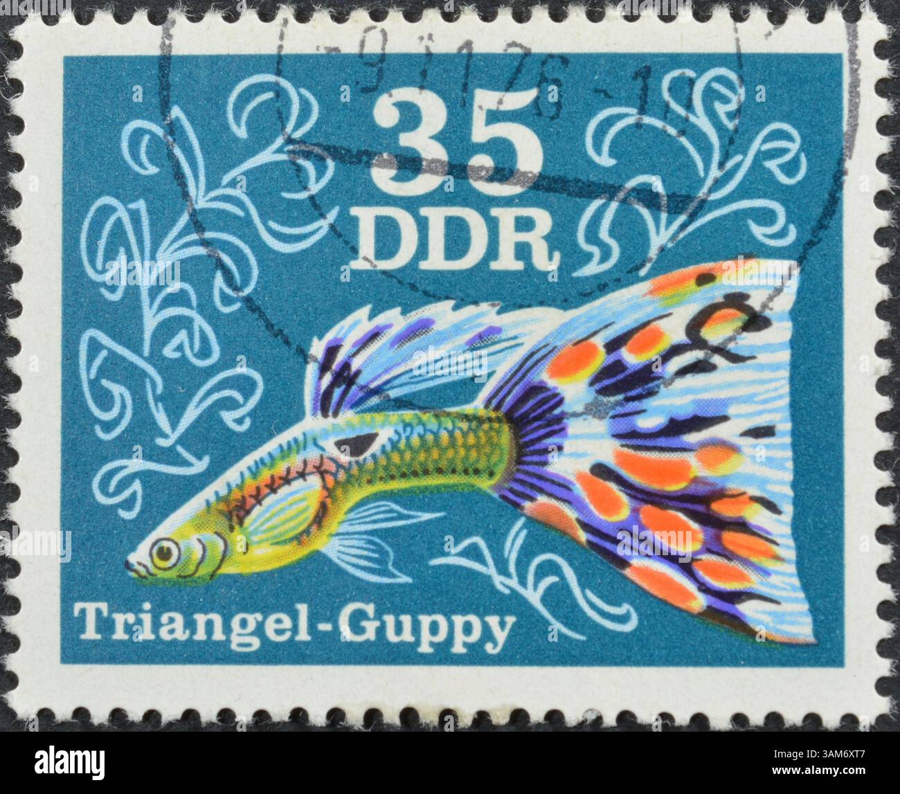 Cancelled postage stamp printed by East Germany, that shows Triangle ...