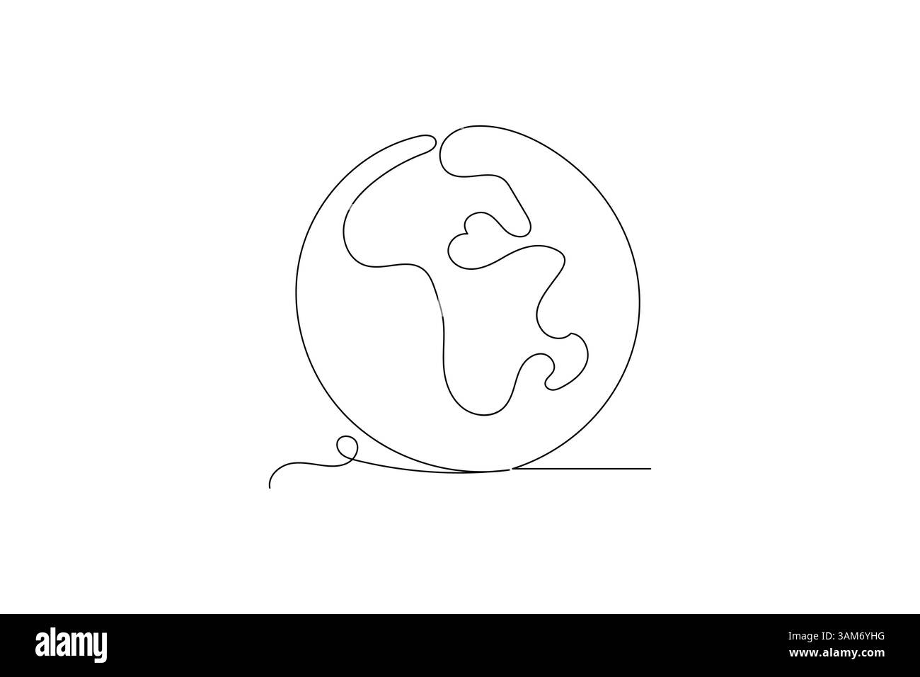 Earth globe one line drawing of world map minimalist vector ...