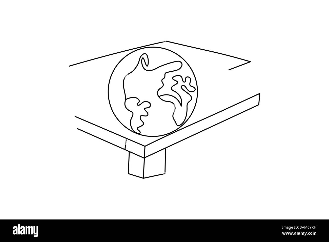 Earth globe one line drawing of world map minimalist vector ...
