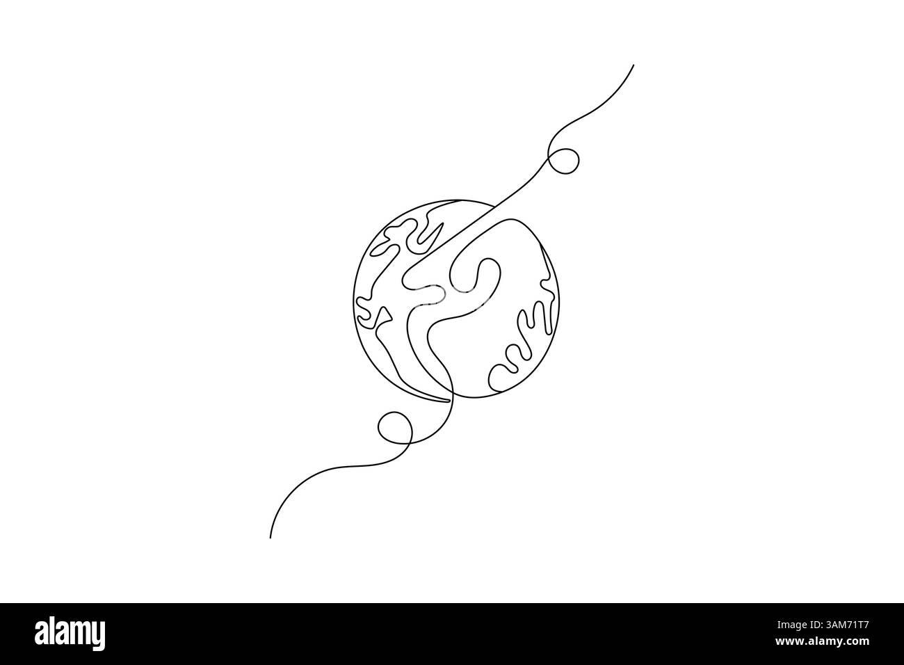 Earth globe one line drawing of world map minimalist vector ...