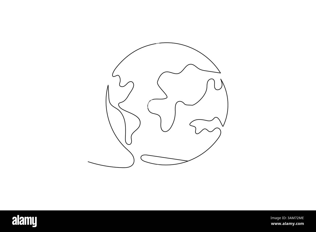 Earth globe one line drawing of world map minimalist vector ...