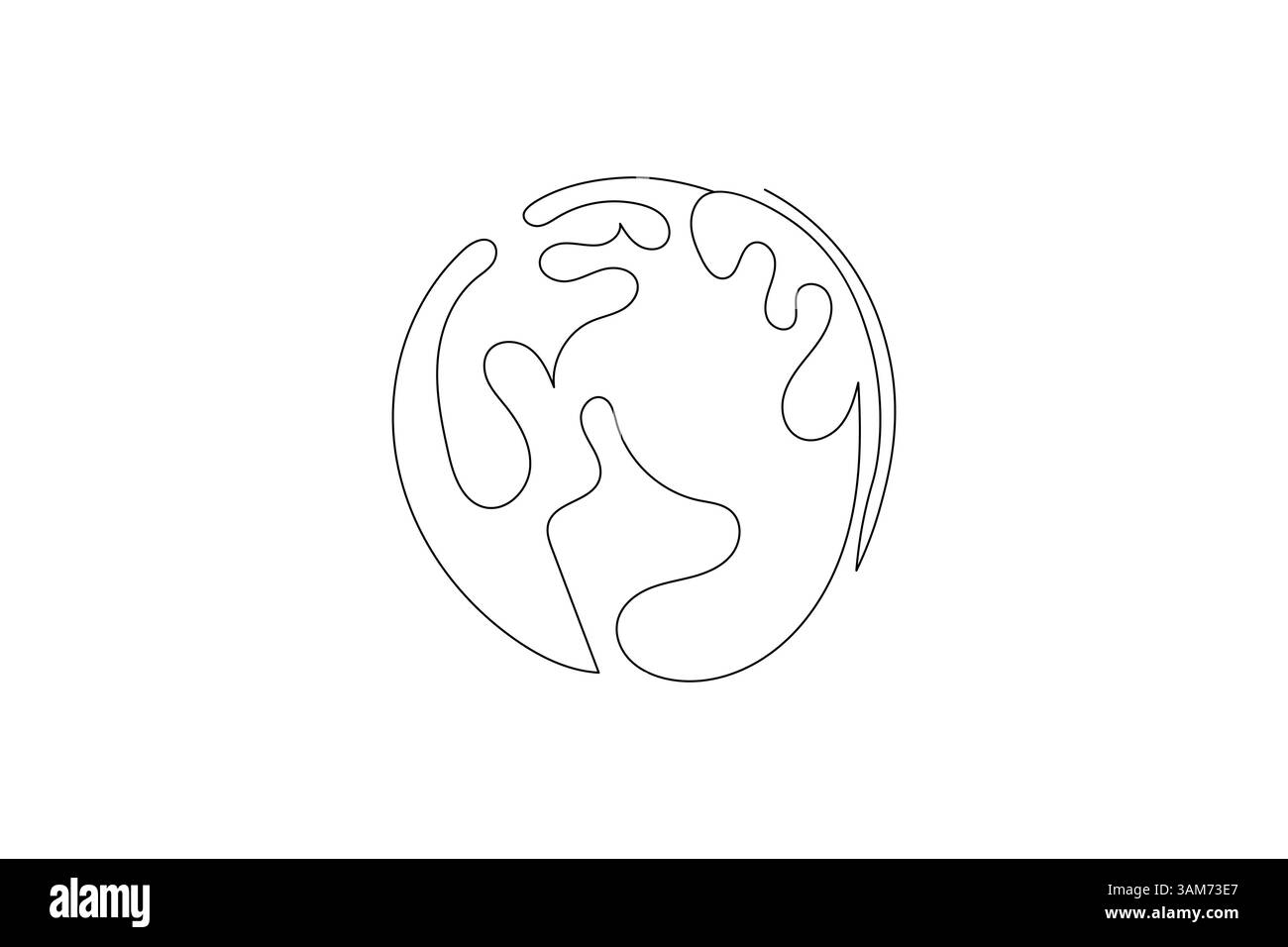 Earth globe one line drawing of world map minimalist vector ...