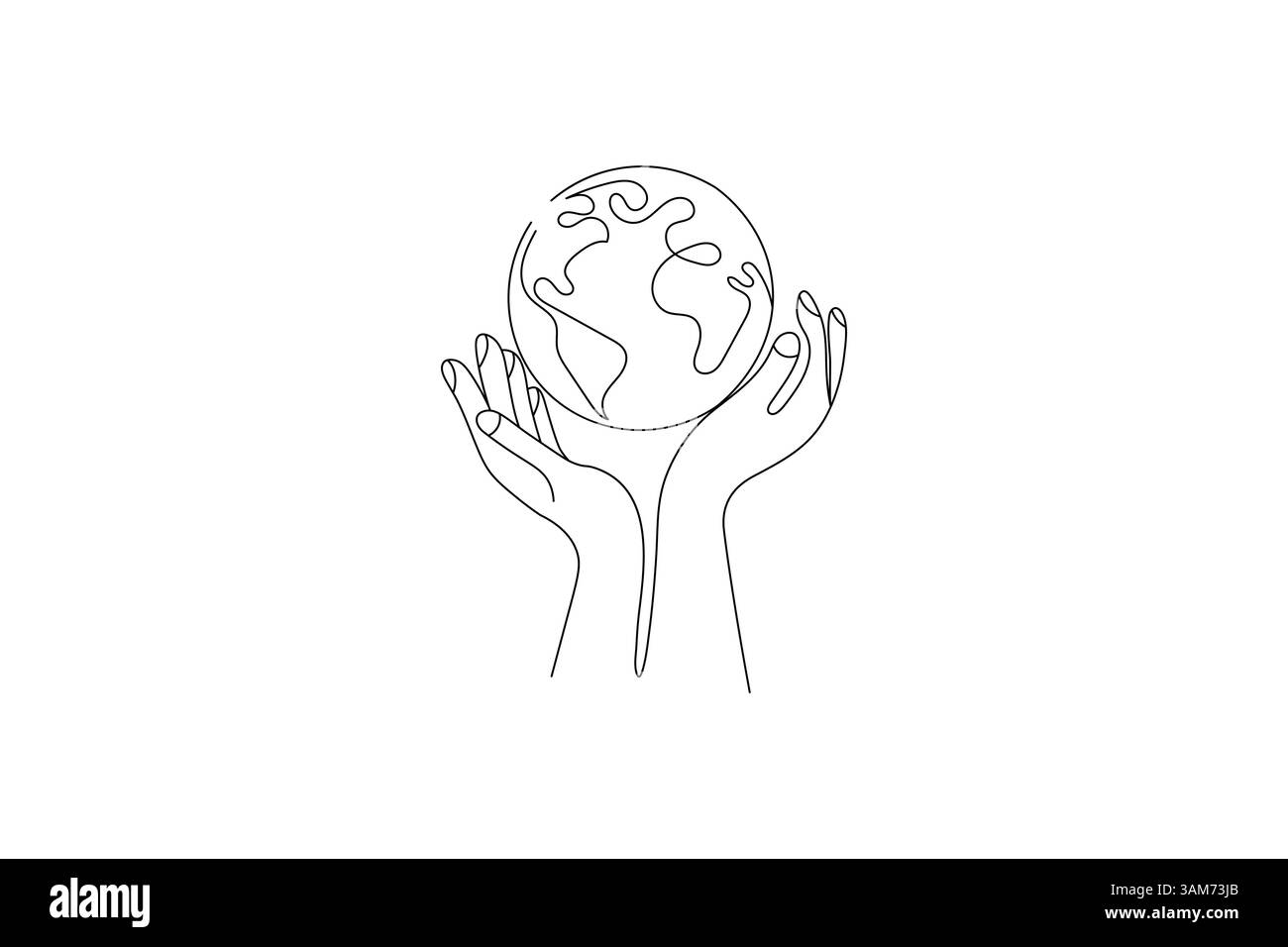 Earth globe one line drawing of world map minimalist vector ...