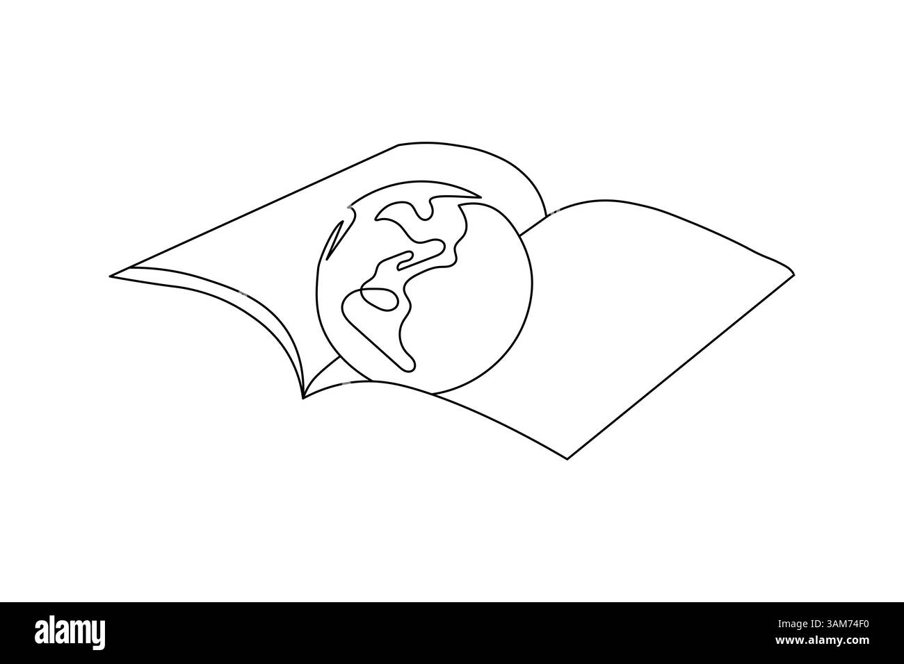 Earth globe one line drawing of world map minimalist vector ...