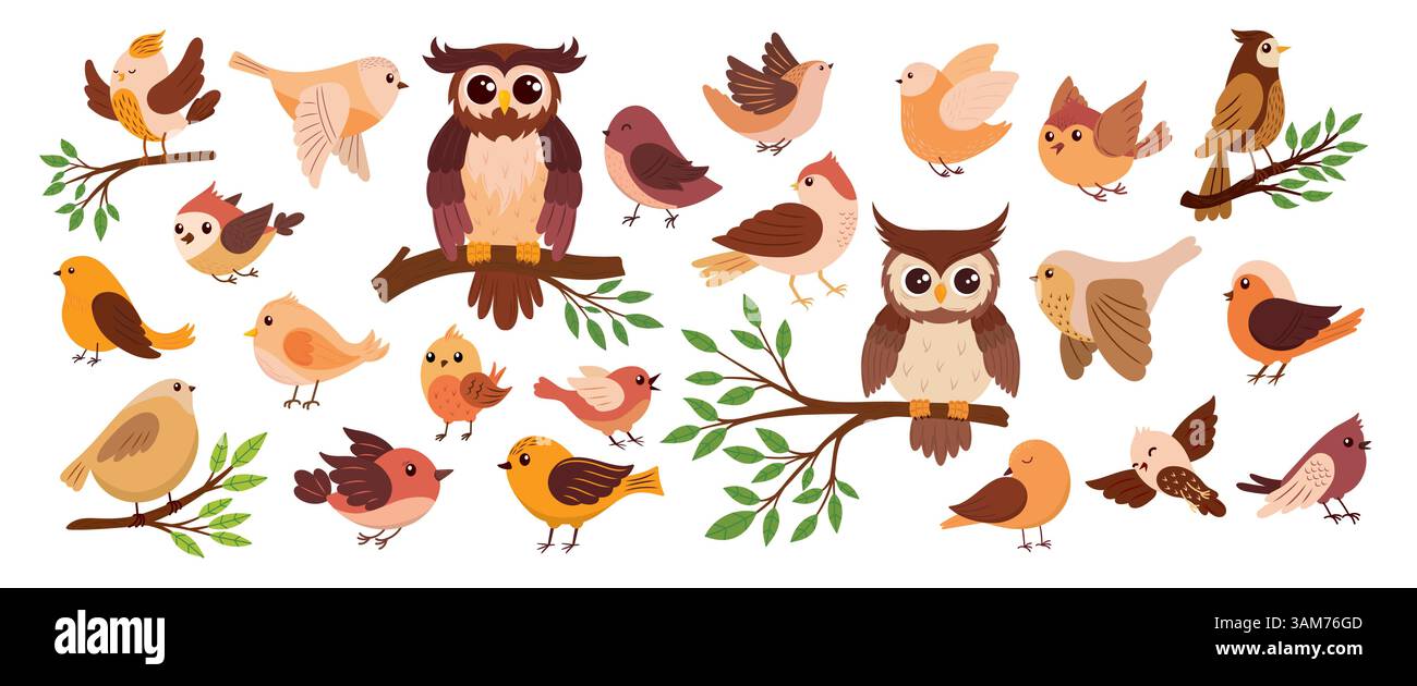 Set of cute birds of different colors Stock Vector Image & Art - Alamy